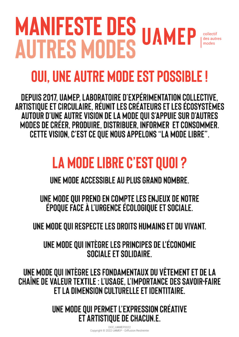 Manifeste – SEMAINE DES AUTRES MODES